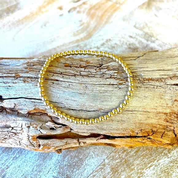 handmade | Jewelry | Handmade 4k Gold Filled 3 Mm Bead Stretch Bracelet ...